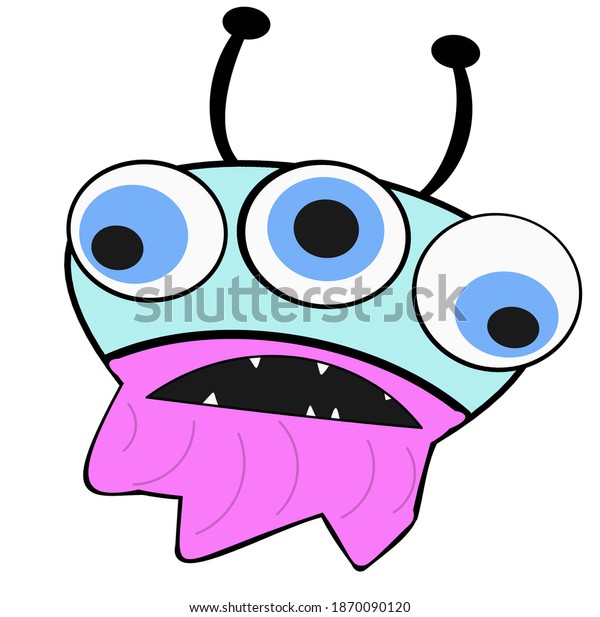Three Eyed Blue Pink Monster Few Stock Vector (Royalty Free) 1870090120 ...