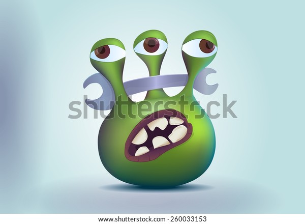 Three Eyes Alien Monster Wrench Vector Stock Vector (Royalty Free ...