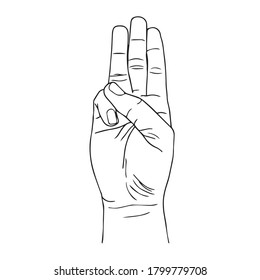 Three Fingers Illustration Hand Drawing Stock Vector (Royalty Free ...