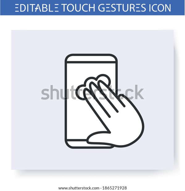Three Fingers Tap Hand Gesture Line Stock Vector (Royalty Free ...