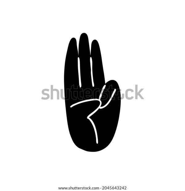 Three Fingers Cartoon Hand Gesture Black Stock Vector (Royalty Free ...