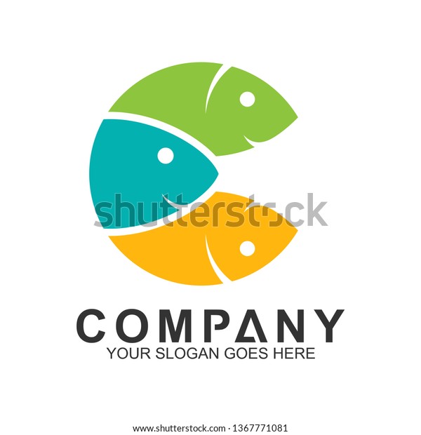 Three Fish Logo Design Templatefishing Vector Stock Vector (Royalty ...