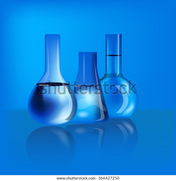 Three Flasks Different Shapes Glass Liquid Stock Vector (Royalty Free ...