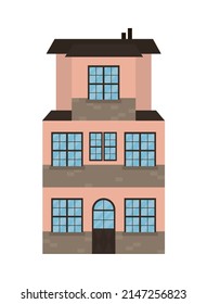Three Floors House On White Background Stock Vector (Royalty Free ...