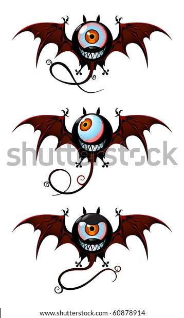 Three Flying Monsters Webbing Wings Long Stock Vector (Royalty Free ...