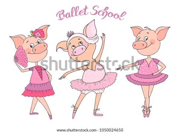 Three Funny Cute Pigs Beautiful Dresses Stock Vector (Royalty Free ...