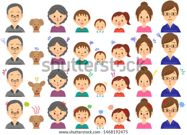 Three Generation Family Face Icon Stock Vector (Royalty Free) 1468192475