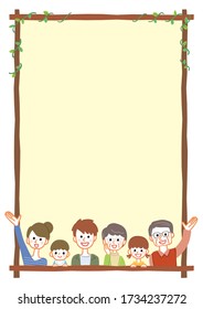 Vektor Stok Three Generation Family Frame Design (Tanpa Royalti ...