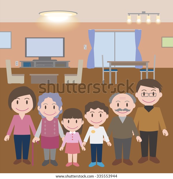 Three Generation Family Vector Illustration Stock Vector (Royalty Free ...