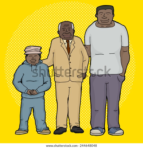 Three Generations Family Cartoon Over Yellow Stock Vector (Royalty Free ...