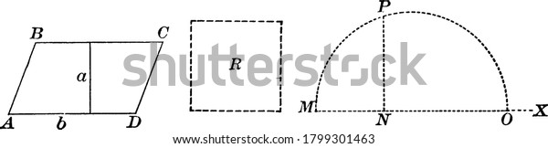 Vektor Stok Three Geometric Shapes Parallelogram Vertices Abcd (Tanpa ...