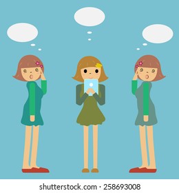 Three Girl Question Stock Vector (Royalty Free) 258693008
