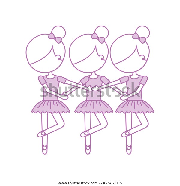 Three Girls Dancing Ballet Classic Practice Stock Vector (Royalty Free ...