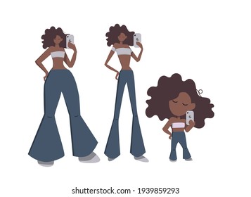 Three Girls Different Ages Types Figures Stock Vector (Royalty Free ...