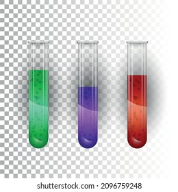 Three Glass Test Tubes On Transparent Stock Vector (Royalty Free ...