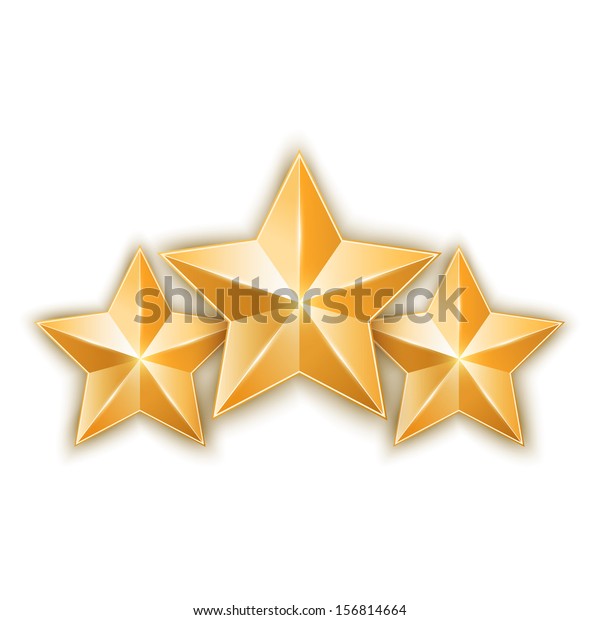 Three Golden Star Isolated On White: เวกเตอร์สต็อก (ปลอดค่าลิขสิทธิ์ ...