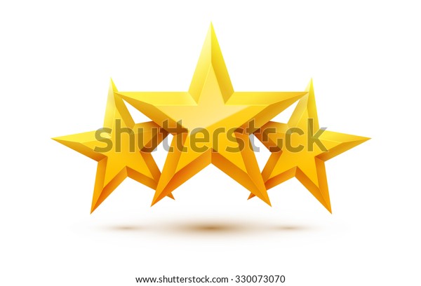 Three Golden Stars Reflections Design Elements Stock Vector (Royalty ...
