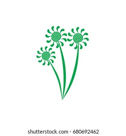 Three Green Flower Cartoon Design Symbol Stock Vector (Royalty Free ...
