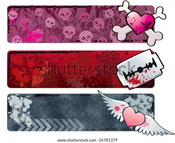 Three Grungy Emo Banners Cmyk Vector Stock Vector (Royalty Free ...
