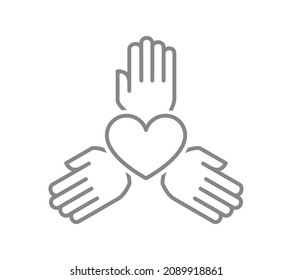 Three Hands Circle Heart Line Icon Stock Vector (Royalty Free ...