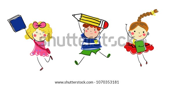 Three Happy Kids Stock Vector (Royalty Free) 1070353181 | Shutterstock