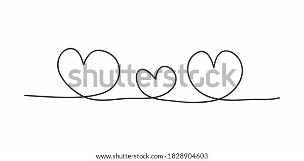 Three Hearts Line Drawing Style Vector Stock Vector (Royalty Free ...