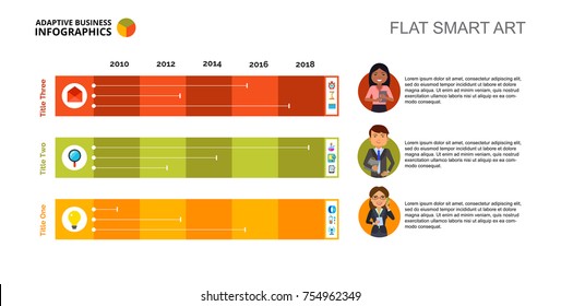 Three Horizontal Bar Charts Slide Template Stock Vector (Royalty Free ...