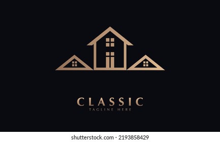 Three Houses Vector Logo Monogram Template Stock Vector (Royalty Free ...