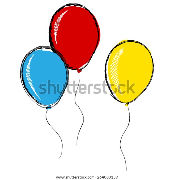 Three Inflatable Balloons Pencil Sketch Style Stock Vector (Royalty ...