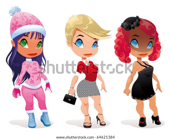 Three Kind Ladies Cartoon Vector Character Stock Vector (Royalty Free ...