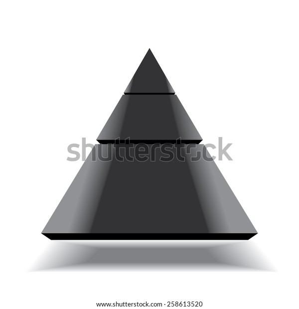 three levels of hierarchy pyramid ,floating ,isolated in white
