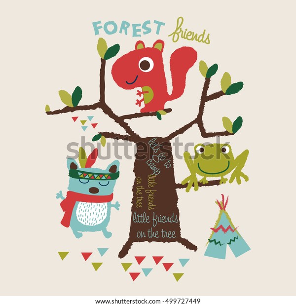 Three Little Forest Friends Playing Editable Stock Vector (Royalty Free ...