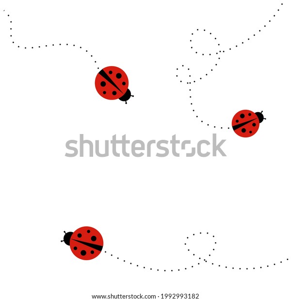 Three Little Lady Bugs Walking On Stock Vector (Royalty Free ...