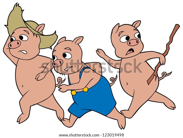 Three Little Pigs Running Stock Vector (Royalty Free) 123019498