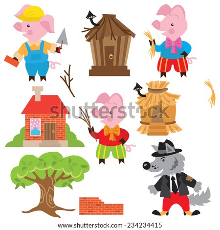 Three Little Pigs Vector Illustration Stock Vector (Royalty Free ...