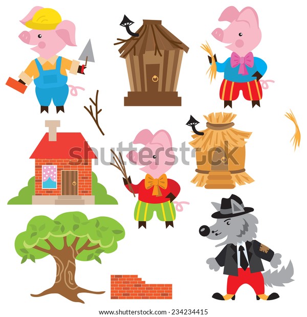 Three Little Pigs Vector Illustration Stock Vector (Royalty Free) 234234415
