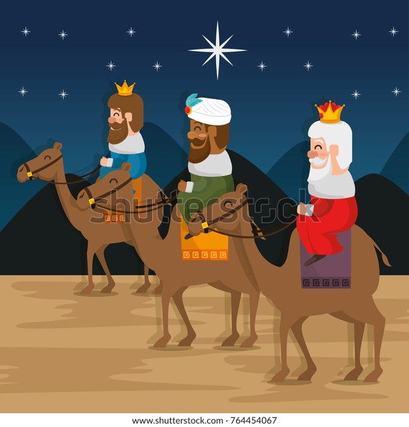 Three Magic Kings Orient Cartoons Stock Vector (Royalty Free) 764454067 ...