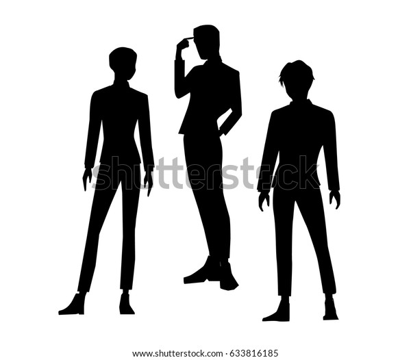 Three Men Silhouettes Different Poses Body Stock Vector (Royalty Free ...
