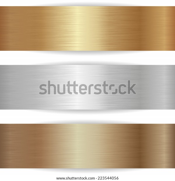 Three Metallic Banners On White Background Stock Vector (Royalty Free ...
