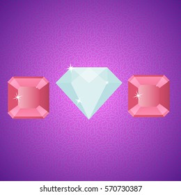 Three Minimalistic Shiny Gems Two Small Stock Vector (Royalty Free ...