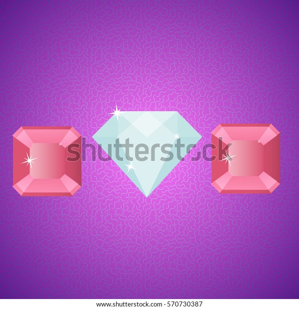 Three Minimalistic Shiny Gems Two Small Stock Vector (Royalty Free ...