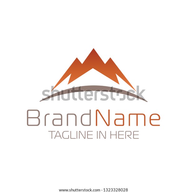 Three Mountain Brown Color Horizontal Line Stock Vector (Royalty Free ...
