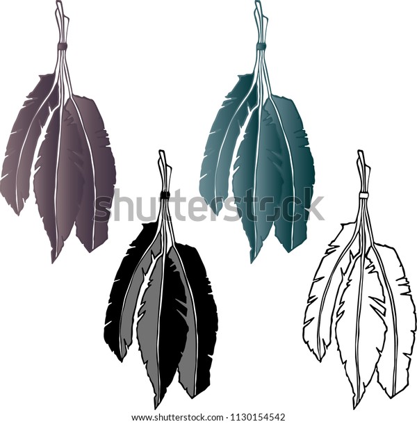 Three Native American Style Feathers Tied Stock Vector (Royalty Free ...