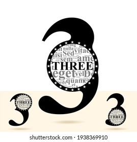 Three Numeral Word Logo Number Three Stock Vector (Royalty Free ...