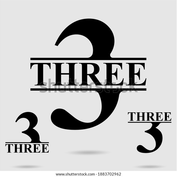 Three Numeral Word Logo Number Three Stock Vector (Royalty Free ...