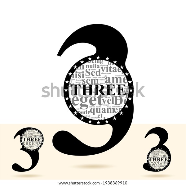Three Numeral Word Logo Number Three Stock Vector (Royalty Free ...