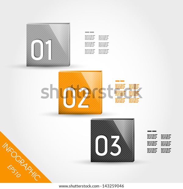 Three Orange Striped Infographic Squares Numbers Stock Vector (Royalty ...