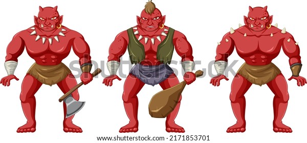 Three Orc Cartoon Characters Isolated Illustration: เวกเตอร์สต็อก (ปลอด ...