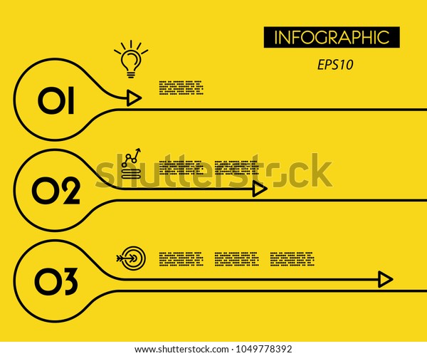 Three Outline Infographic Yellow Background Concept Stock Vector ...