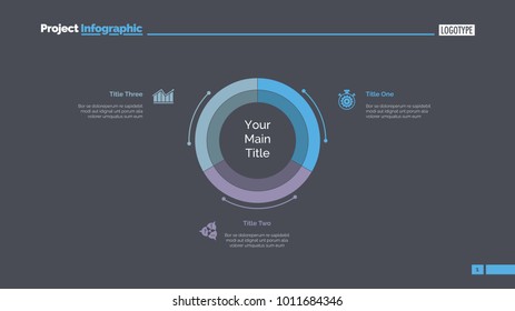 Vektor Stok Three Parts Pie Chart Slide Template (Tanpa Royalti ...